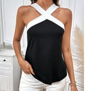 BellanBlue | Tops | Classic Color Block Halter Tank Top | Poshmark